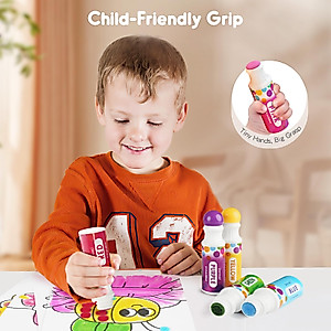 Jar Melo Washable Dot Markers, 6 Colors Dot Paints with 108 PDF & 10 Physical Activity Papers, Non-Toxic Bingo Daubers for Toddlers 1-3 2-4