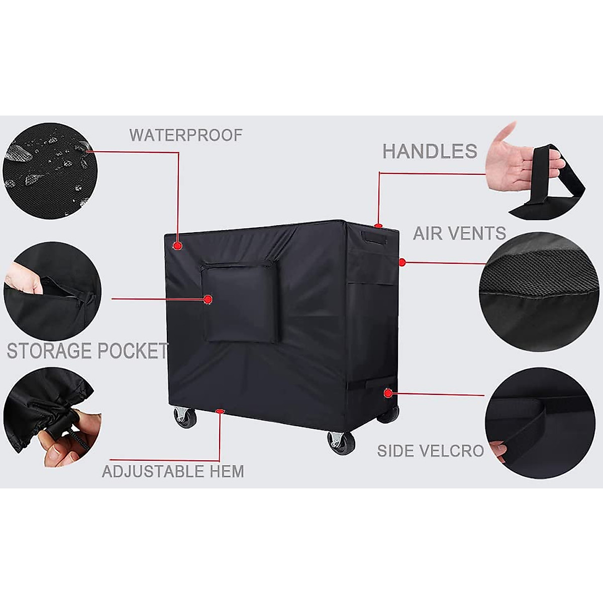 SIRUITON Cooler Cart Cover Waterproof Oxford Fabric, Fits for Most 80-100 Quart Rolling Cooler Cart Cover, Outdoor Beverage Cart, Patio Ice Chest Protective Covers