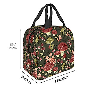 Mushroom Lunch Bag For Work Insulated Reusable Lunch Box Container Portable Cooler Bag Reusable Tote Bag For Women Men