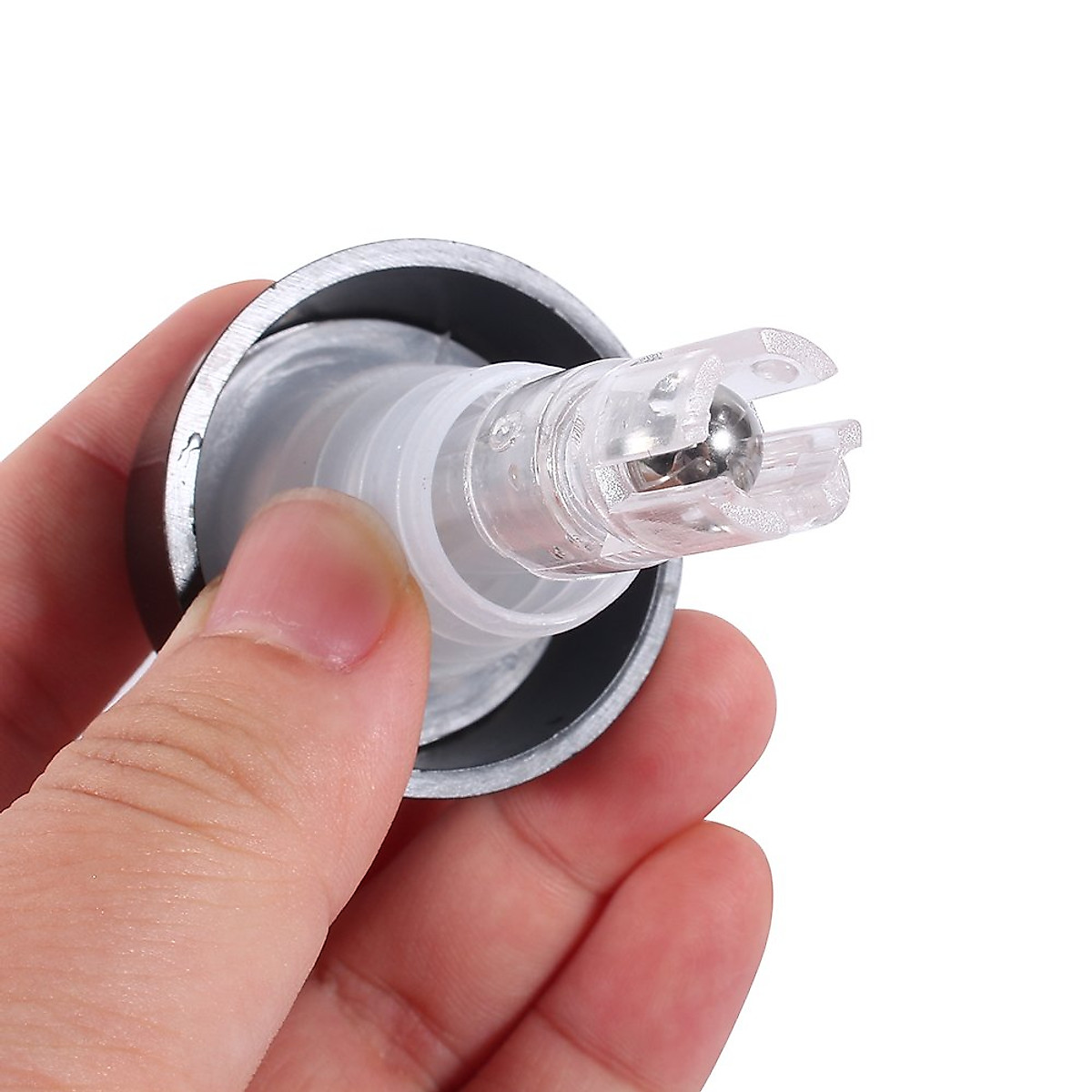 Measure Liquor Pourer, 1 OZ Plastic Measured Liquor Pourer Auto Measuring Shot Chamber Pourer Pour Spout Stopper for Liquor Wine (Transparent, pack of 12)