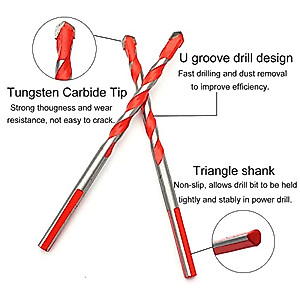 Sipery Multi-Material Masonry Drill Bits 10Pcs Tungsten Carbide Twist Drill Bits 6mm/0.24inch Drill Bits (Harder) for Drilling in Tile, Glass, Concrete, Brick, Wood, and Plastic