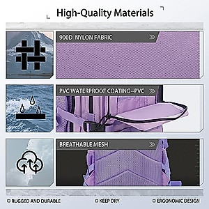 Saboos Gym Backpack for Women Tactical Military Outdoor Hiking Travel Camping Backpack Nylon Large Rucksack 25L Purple