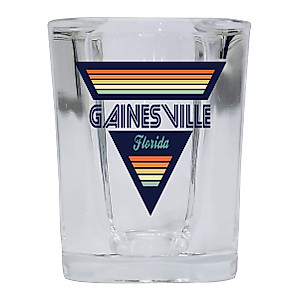 R and R Imports Gainesville Florida 2 Ounce Square Base Liquor Shot Glass Retro Design
