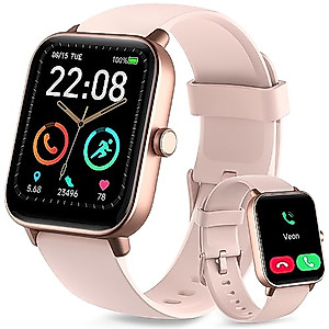 Smart Watch for Women, 1.8 Inch Fitness Watch with Bluetooth Call/Alexa Voice for Android iPhone, Activity Tracker with 100+ Sports, Steps/Calorie/SpO2/Heart Rate/Sleep Monitor, IP68 Waterproof