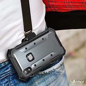Vena vArmor Rugged Case Compatible with Apple iPhone XR (6.1"-inch), (Military Grade Drop Protection) Heavy Duty Holster Belt Clip Cover with Kickstand - Space Gray