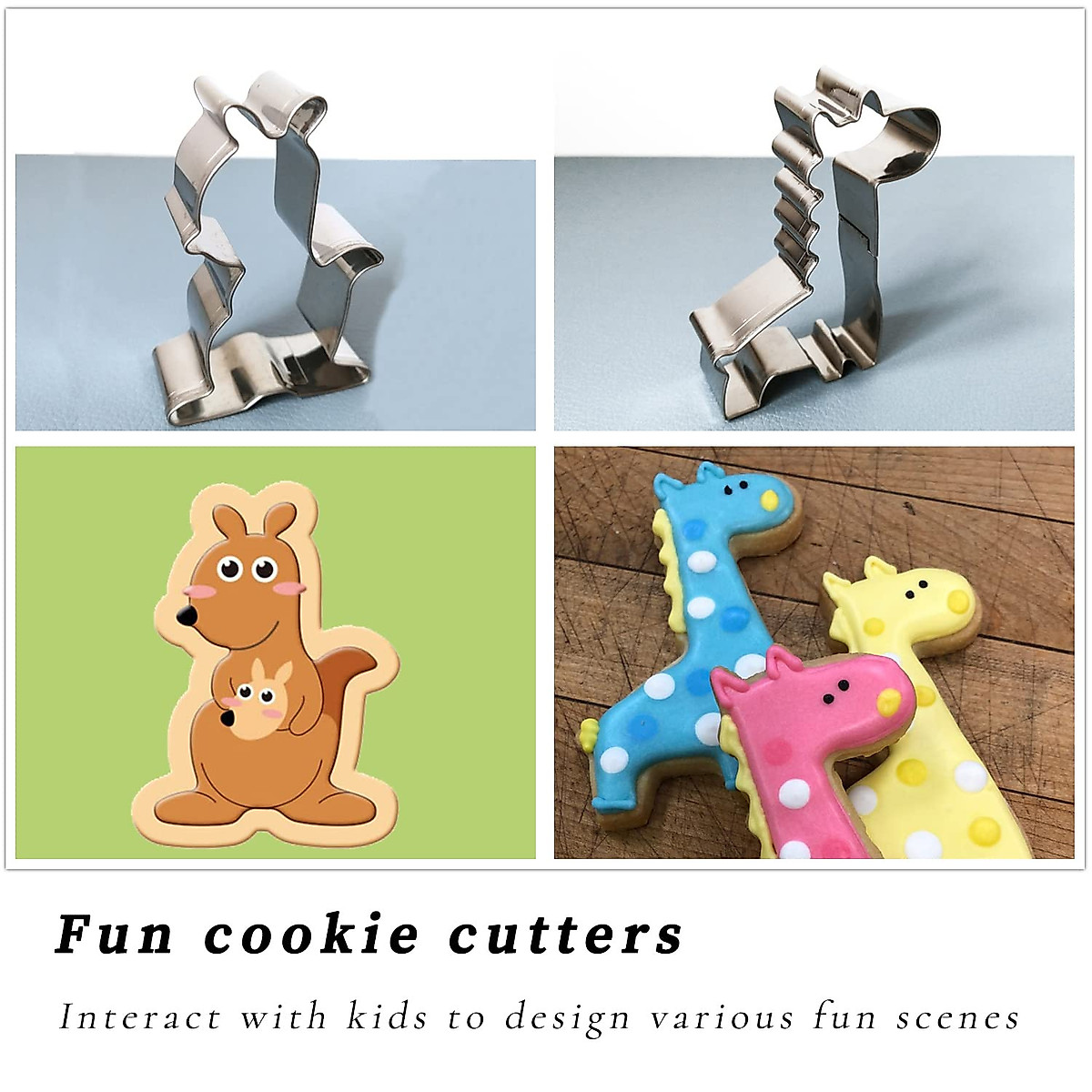 XUNMEINT Animal Cookie Cutter for Kids with Storage Box, Zebra, Giraffe, Toucan, koala, Rhinoceros, Lion, Kangaroo, Crocodile, Elephant Shapes Jungle Safari Cookie Cutters (Happy Zoo)