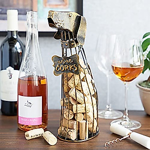 True Dog Wine Cork Holder, Decorative Wine Cork Storage and Decor, Set of 1, Rustic Bronze Finish, Holds 50 Wine Corks