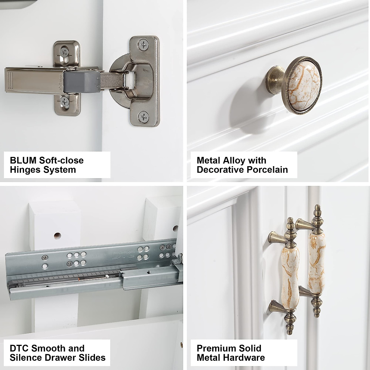 WELLFOR 36" Bathroom Vanity with Sink and 32" Mirror Set, Large Wood Vanity Combo with Doors and Drawers, Freestanding Bath Vanity Cabinet in Titanium Grey with Quartz Countertop and Certified Sink