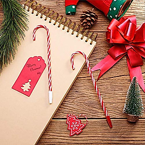 ABOAT 7 Inch Candy Cane Pen Christmas Pens with Black and Blue Ink for Christmas Holiday New Years Home Decor Party Gift (48)