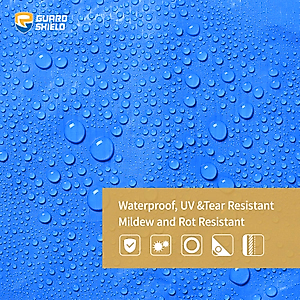 GUARD SHIELD Blue Tarp Waterproof Multi Purpose Outdoor Poly Tarp Cover 6x6 Feet Lightweight 5mil