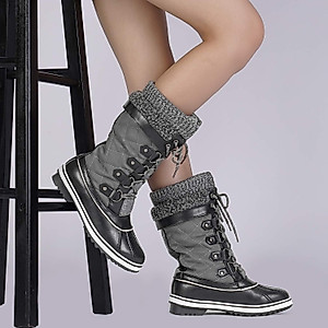 DREAM PAIRS Women's Mid-Calf Waterproof Winter Snow Boots Monte_02,Size 9,Grey,Monte_02