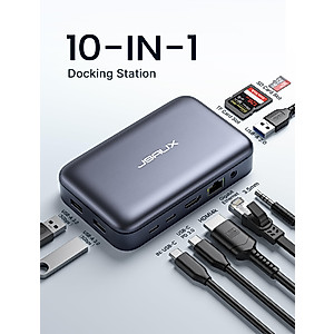 JSAUX Docking Station Compatible with Steam Deck ROG Ally Laptop, 10 in 1 Steam Deck Dock with 4K HDMI, 100W PD, USB 3.0, 1000Mbps LAN, SD/TF, Audio for MacBook/Lenovo/Dell/HP/Steam Deck/ROG Ally