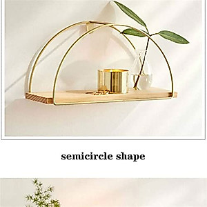 SUNESA Floating Wall Mount Shelf Multilayer Shelves Wall Shelves Metal Storage Rack with Large Storage Space Suitable for Bedroom, Office, Living Room Wall Mounted Shelves ( Color : Brass )