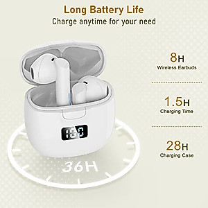 Yeaki Wireless Earbuds, LED Power Display Earphones with Wireless Charging Case, Waterproof in-Ear Headphones with Mic, Bluetooth 5.2, for Sports, Running, Workout, Gaming