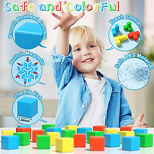 Asago Magnetic Blocks, 1.34 inch Large Magnetic Building Blocks, 3D Magnetic Cubes for Toddlers, Preschool Educational Construction Kit, Sensory Montessori Toys Kids Blocks for Boys Girls Toddlers