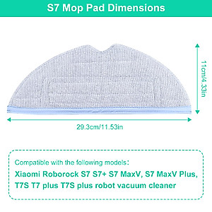 8Pcs Mop Cloth Pad for Xiaomi Roborock S7 S7 + S7 MaxV, S7 MaxV Plus, T7S T7 plus T7S plus Robot Vacuum Cleaners Microfiber Vacuum Mop Replacement Pads