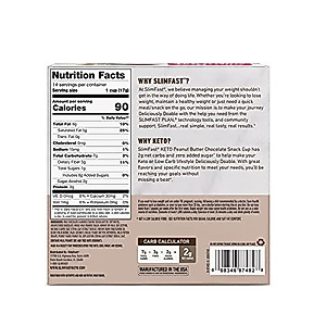 SlimFast Low Carb Chocolate Snacks, Keto Friendly for Weight Loss with 0g Added Sugar & 3g Fiber, Peanut Butter Chocolate, 14 Count Box (Packaging May Vary)