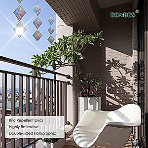 Holographic Reflective Bird Scare Discs for Woodpeckers and Pigeons, Bird Reflectors Scarer, Keep Birds Away, 24 Diamond-Shape Disks