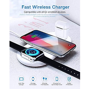 Vissles 3 in 1 Wireless Charging Pad Wireless Charging Station for iPhone 13/12/11pro/Se/X/XS/XR/Xs Max Apple Watch AirPods 2/Pro Wireless Charger Pad for Samsung Galaxy S20/S10