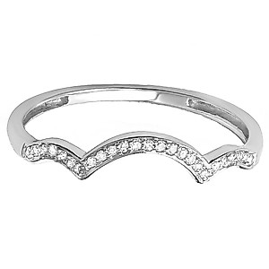 Dazzlingrock Collection 0.10 Carat (ctw) Round White Diamond Stackable Wedding Contour Band in 10K White Gold Size 5