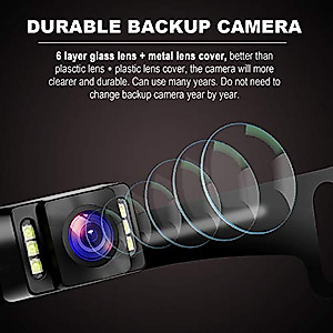 GLK Car Rear View Backup Camera HD License Plate Backup Camera with Wide View Angle 6 LED Night Vision Waterproof Front & Back up Camera, Guide Line On/Off