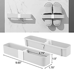 Cosmos 2 Pcs Wall Mounted Slippers Rack House Slippers Hanger Shower-shoe Holders Wall Mount Shower Slippers Organizers with Sticky Hanging Strips for Bathroom, Kitchen, Living Room and RV (Grey)