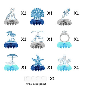 Last Toast On The Coast Bachelorette Party Honeycomb Centerpieces Decorations, Summer Blue Beach Pool Bridal Shower Diamond Ring Coastal Nautical Decor Supplies for Bride to be