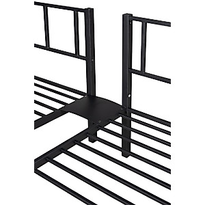 Metal Triple Bunk Bed for 3 People, Can Be Separated into 3 Twin Beds, Twin Over Twin & Twin Bunk Bed with Guardrails for Kids, Teens, Adults (Black)