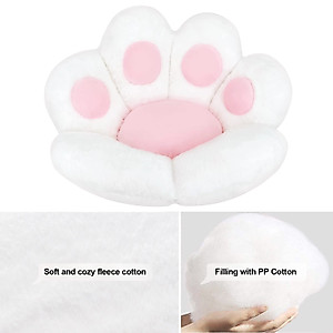 MMUK Reversible Chair Seat Cushion Plush Cat Paw Cushion Lazy Sofa Office Chair Cushion Bear Paw Shape Comfy Seat Pad Support Waist Backrest Floor Seating Cushions Mat,White-27.5x23.6in