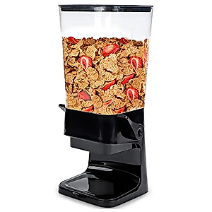 Conworld Cereal Dispenser Countertop, Large Capacity Rice Dispenser Cereal Container Storage, Not Easy to Crush Food, Dry Food Dispenser for Rice, Candy & Snack, Black (5.5 Qt)