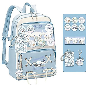ALORVE Backpack Cute Anime Student Schoolbag Cartoon Casual Travel Bag for Boys and Girls School Season Gifts (Blue)