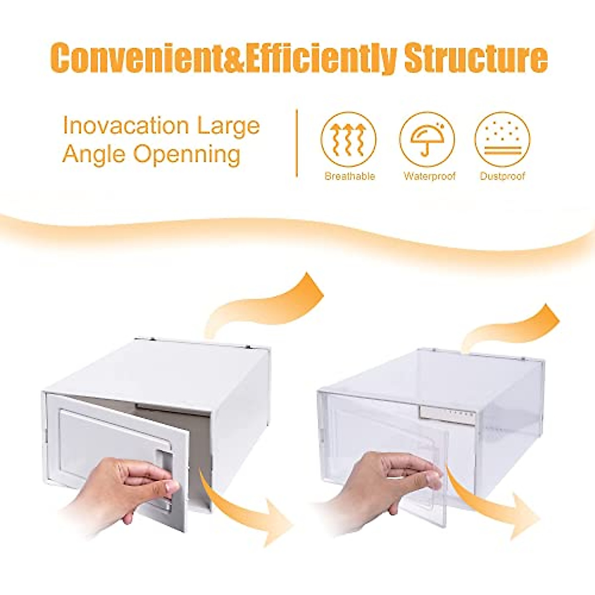 WAYTRIM 18 Pack Plastic Shoe Storage Box Flodable Shoe Storage Organizer Drop Front Shoe Storage Bins with Lids for Women Size 11,Saving Space Sneaker Shoe Container for Closets,Clear and White Set