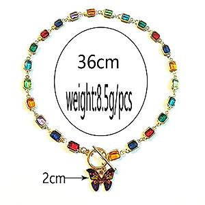 ZMJK Butterfly Choker Necklace Crystal Pendant Butterfly Jewerly OT Buckle Chain Necklace for Women Girls (Colours)