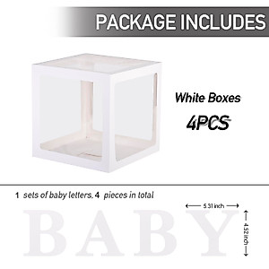 Baby Boxes With 4 pcs Letters White Clear Balloon Box Blocks for Baby Shower and Birthday Party
