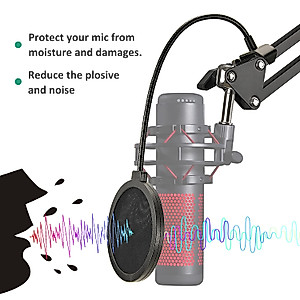 QuadCast Mic Arm Boom Stand, Adjustable Suspension Boom Scissor Microphone Arm Stand for HyperX QuadCast, QuadCast S-RGB USB Condenser Microphone by Rigych