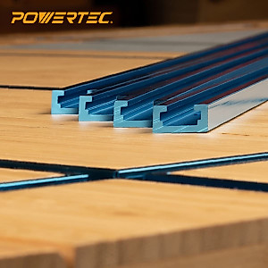 POWERTEC 71118-P3, 24 Inch Double-Cut Profile Universal T-Track with Predrilled Mounting Holes, for Woodworking Jigs and Fixtures, Drill Press Table, Router Table, Workbench, 6 Count, Pack of 1