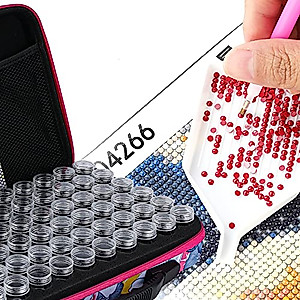 VTYHYJ 120 Bottles Diamond Art Storage Bag Organizer with Tools Diamond Painting Accsessories Carrying Case for Dots, Tools, Rhinestones, Nail Art, for Storage and Travel (Pink)