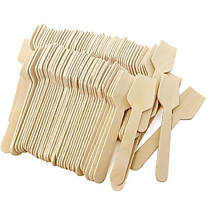 Honbay 100pcs 9.5cm/3.74inch Mini Wooden Spoons Shovel Spoon Testing Spoon Sampling Spoon Dessert Spoon Ice Cream Spoon Yogurt Spoon, Disposable and Degradable