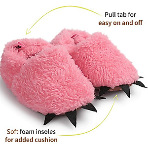 CoKate Baby Boys Girls Soft Plush Slippers Bear PAW Animal Boots Toddler Infant Crib Shoes Winter House Shoes (12-18 Months, Dark Pink)