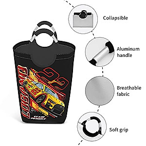 Joey Logano 22 Large Laundry Basket Laundry Hamper Bag Washing Bin Clothes Bag Collapsible Tall with Handles Waterproof Bathroom College Essentials Storage for College Dorm, Family