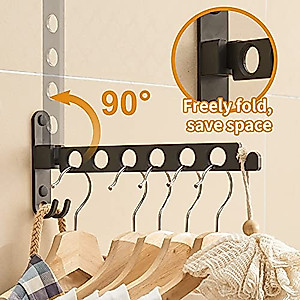 JOOM Laundry Drying Rack Clothing Foldable - Wall Mount Clothes Drying Racks - Clothes Hanger Folding Holder - Black