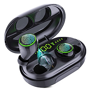 Earbuds Wireless Bluetooth, Hi-Fi Stereo Noise Cancelling Earbuds, Light Weight Bluetooth 5.2 Earphone with Mic, 80H Playtime IPX7 Waterproof Headphone with Charging Case for All Bluetooth Devices