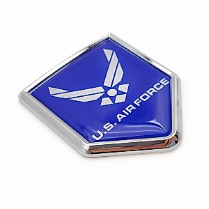 Overdecor US Air Force Wings Flag Decal Stickers Car Emblem Army Military Car Accessories Decorations Chrome Shield Flag Sticker Decals for Cars Truck Vehicles, 2 Pack