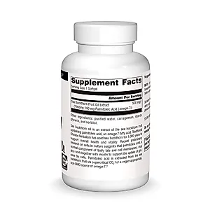 Source Naturals Omega-7 Sea Buckthorn Fruit Oil, Non-GMO, Vegan-Sourced for Health and Vitality* - 120 Vegan Softgels