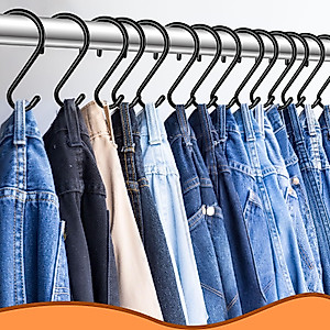 Dapute 4.5 Inch S Hooks for Hanging, 10 Pack Heavy Duty S Hooks Non Slip Closet Hooks, Large S Hook Hanger for Hanging Jeans, Clothes, Purse, Bags, Pan, Cups, Tools (Black)