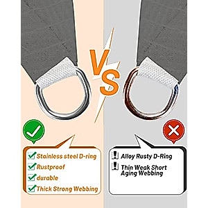 Fuairmee 10' x 13' Grey Sun Shade Sails, 185GSM Rectangle Shade Sail Square UV Block Canopy Cover for Patio Backyard Garden Outdoor Activities and Facility