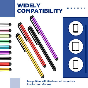 Konohan 200 Pack Stylus Pens for Touch Screens Capacitive Screen High Sensitivity Metal Tablet Pen Universal Fine Point Phone Devices, 10 Color