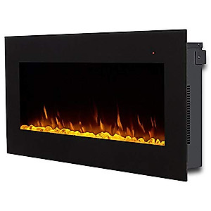 BOWERY HILL Modern 40" Wall Mounted Electric Fireplace Mantel Heater with Remote Control, Adjustable Led Flame, 1400W in Black