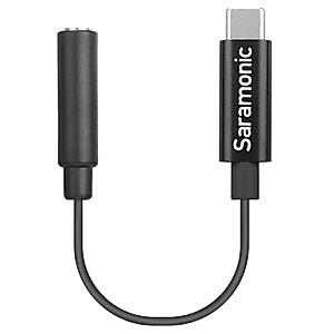 Saramonic SR-C2003 Female 3.5mm TRS to USB-C Stereo or Mono Microphone & Audio Adapter Cable to Record into iPhone 15, Android Mobile Devices, Computers, new iPad & more