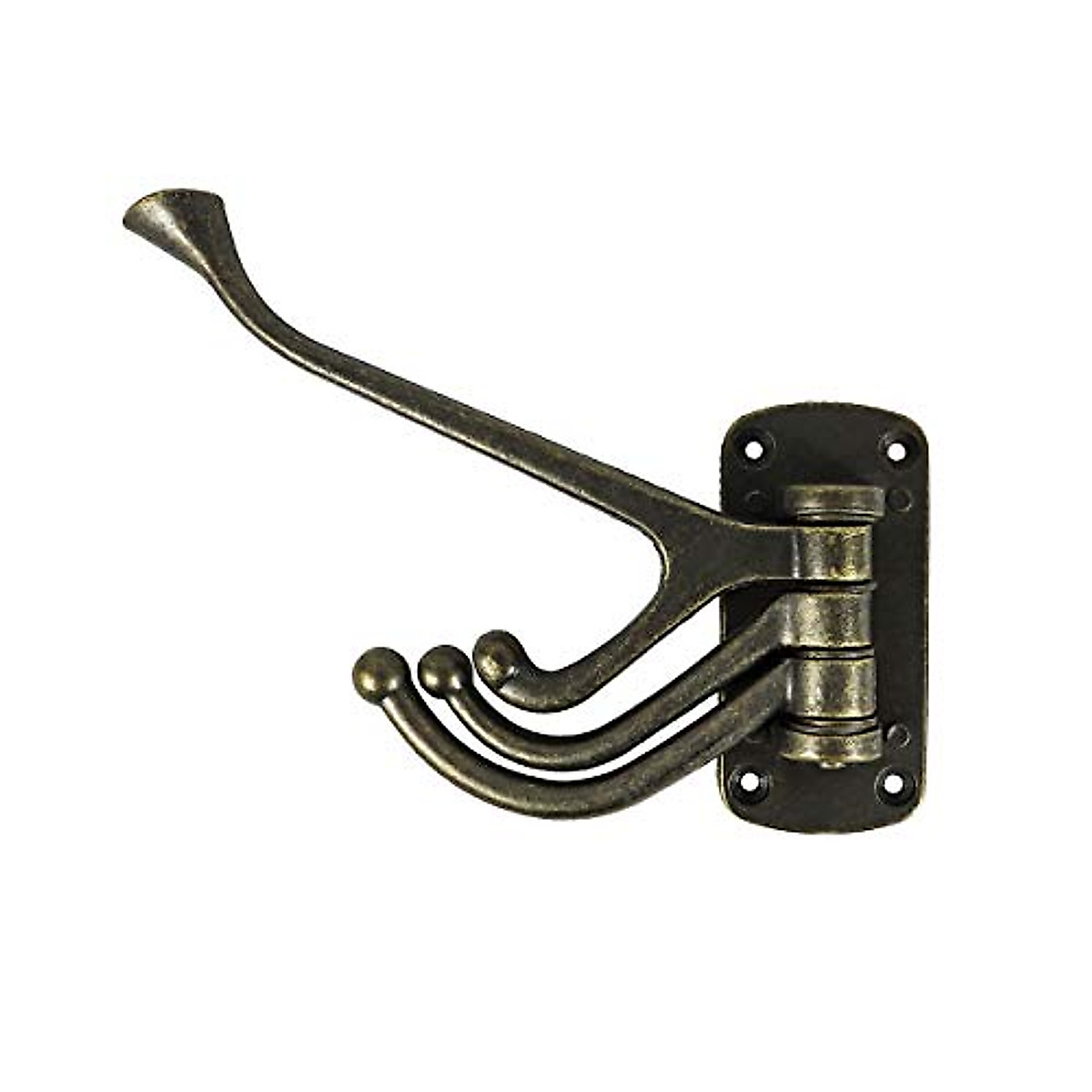 3GO 30GO 2-Pack Rustic Swivel Hooks, Wall-Mounted Multifunctional Coat and Robe Hooks with Screws, Antique Decorative Hangers for Home Decor, Foldable Design